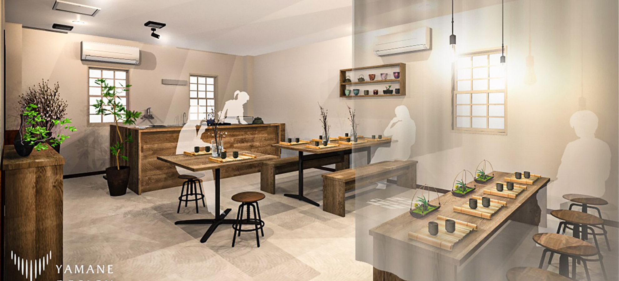 兵庫県豊岡市 日本茶Cafe「碧」様 – YAMANE DESIGN（ヤマネデザイン）【公式】インテリアデザイン・コーディネート/家具・特注オーダー家具・店舗什器/豊岡市/兵庫県